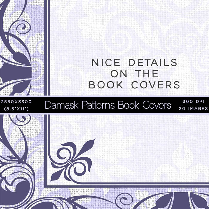 Damask Patterns on Linen Book Covers with Spine Vol 1 - 20 High Resolu ...