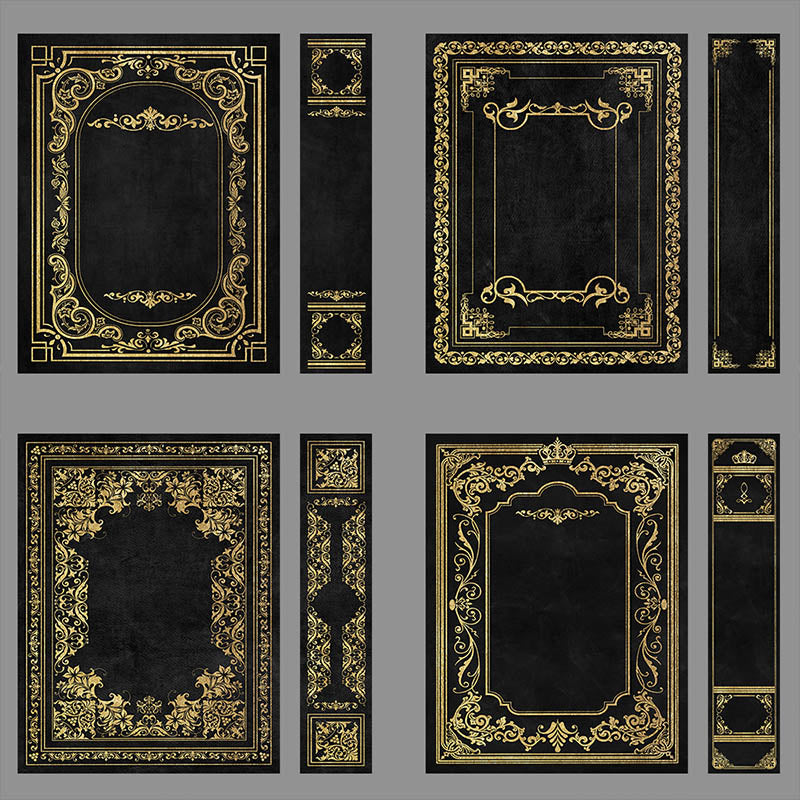 Ornate Book Covers Black & Gold with Spine Vol 1 - 28 High Resolution ...