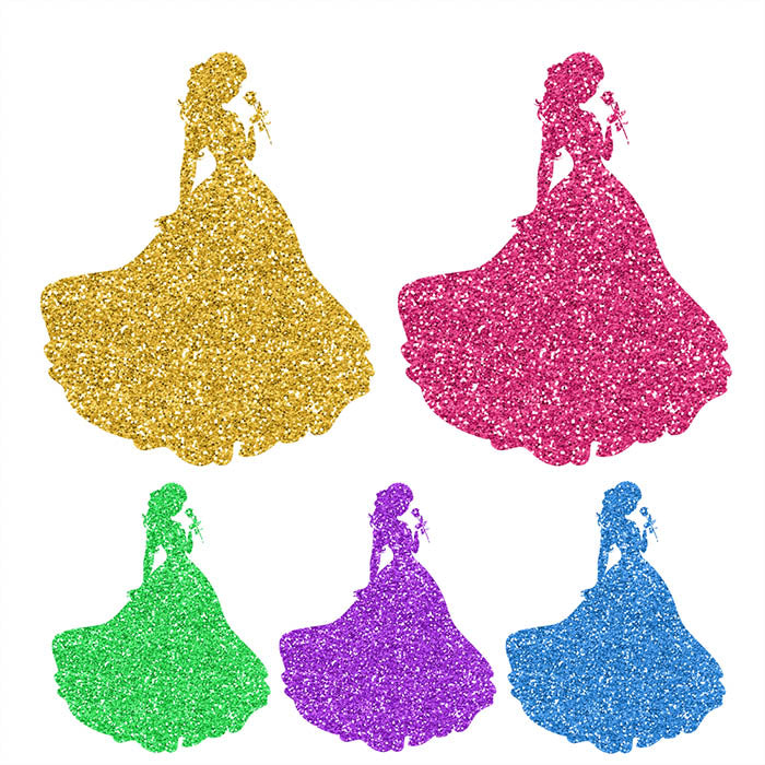 Princess With A Rose Glitter Texture - 16 Different Colors PNG Transpa ...